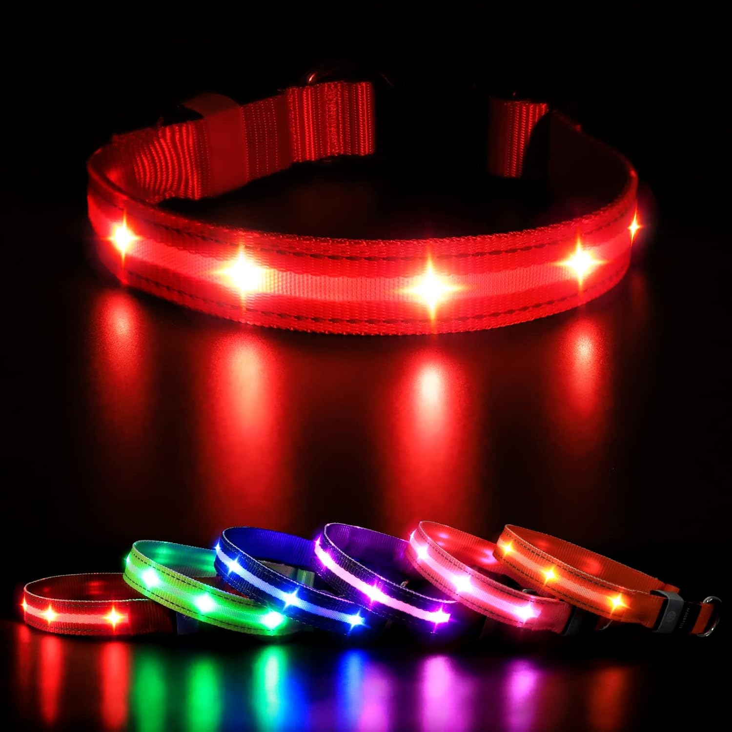 MASBRILL Light Up Dog Collar - Rechargeable LED Waterproof With 3 ...