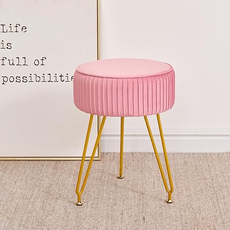 Amazon.com: LUE BONA Vanity Stool, Pink Vanity Stools for Makeup Room ...