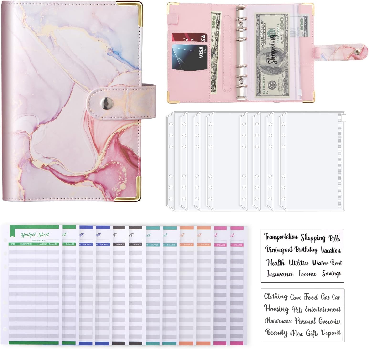 Amazon.com : Vertical Tabbed Plastic Cash Envelopes for Budget Planner ...