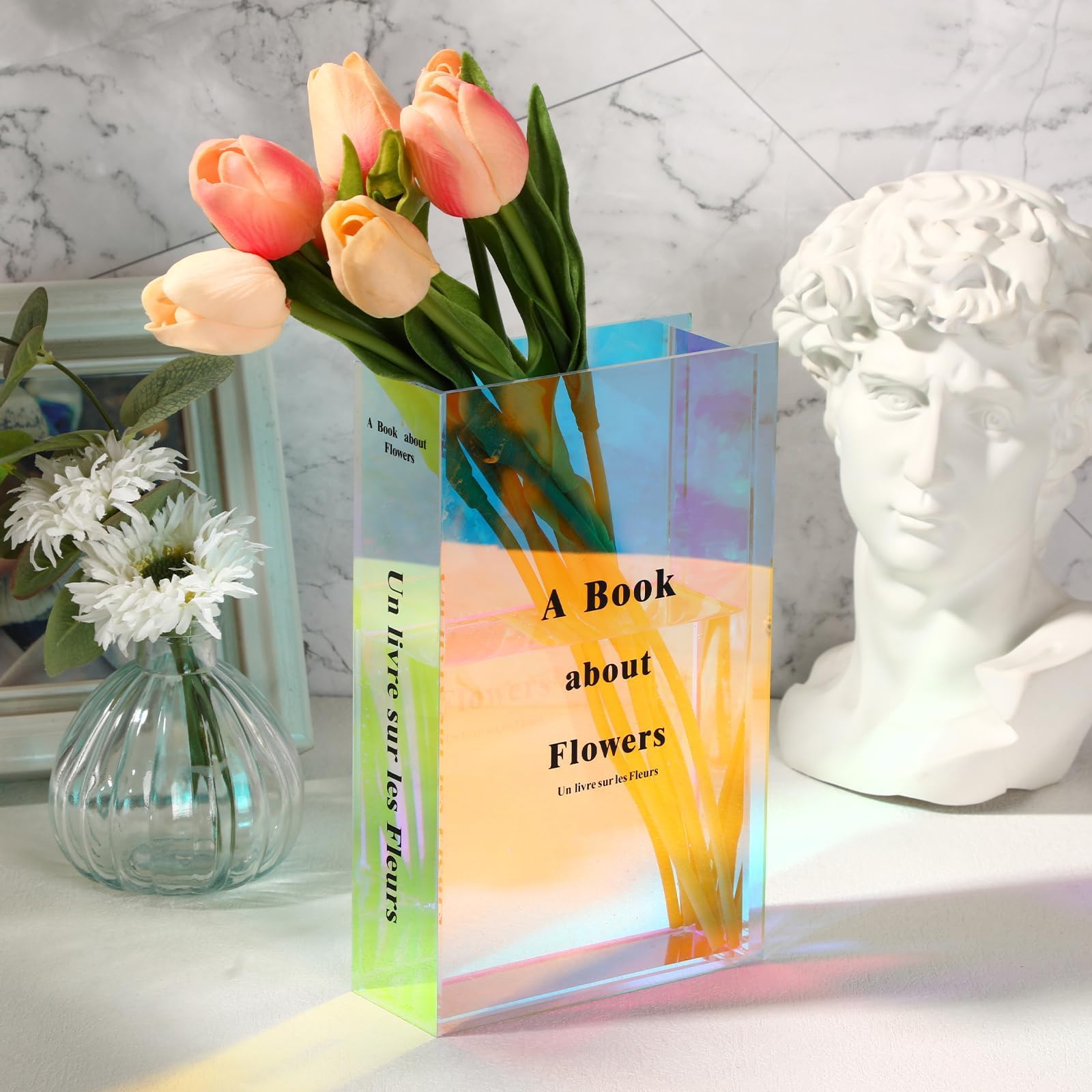 Amazon.com: Acrylic Book Vase Clear Modern and Aesthetic Decor Sleek ...