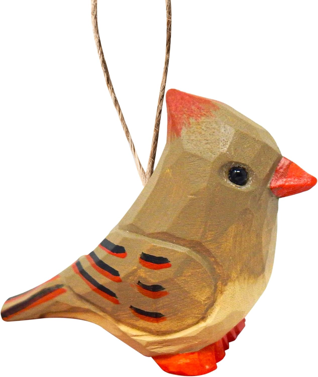 Amazon.com: Female Cardinal Red Bird Wood Ornament Hanging Figure ...