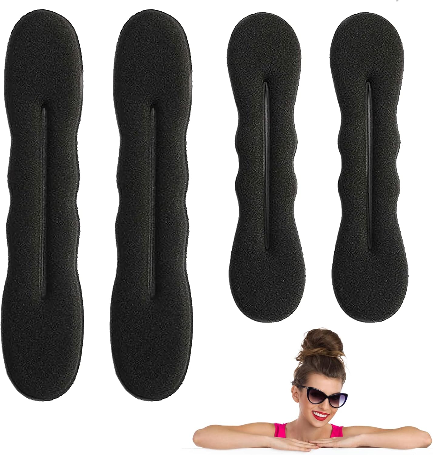 Hair Bun Maker,4Pcs Black Magic Bun Hair Donut Hair Bun Shaper Hair ...