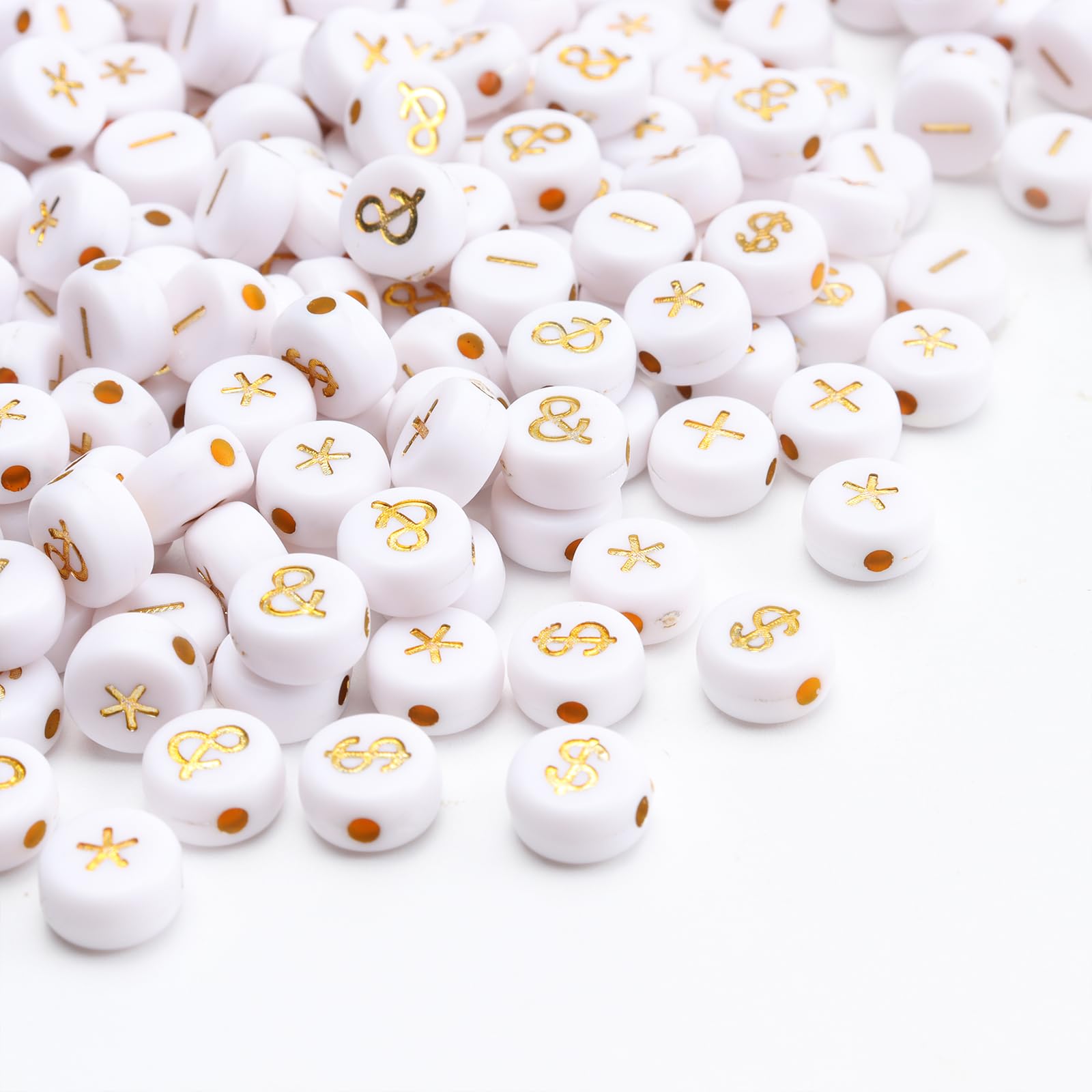 Snapklik.com : 100Pcs Letter Beads 4x7mm White Round Acrylic Gold ...