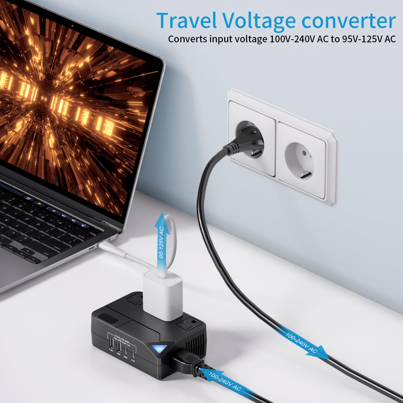 Snapklik.com : Universal 100V-220V Travel Converter, 250W Travel ...