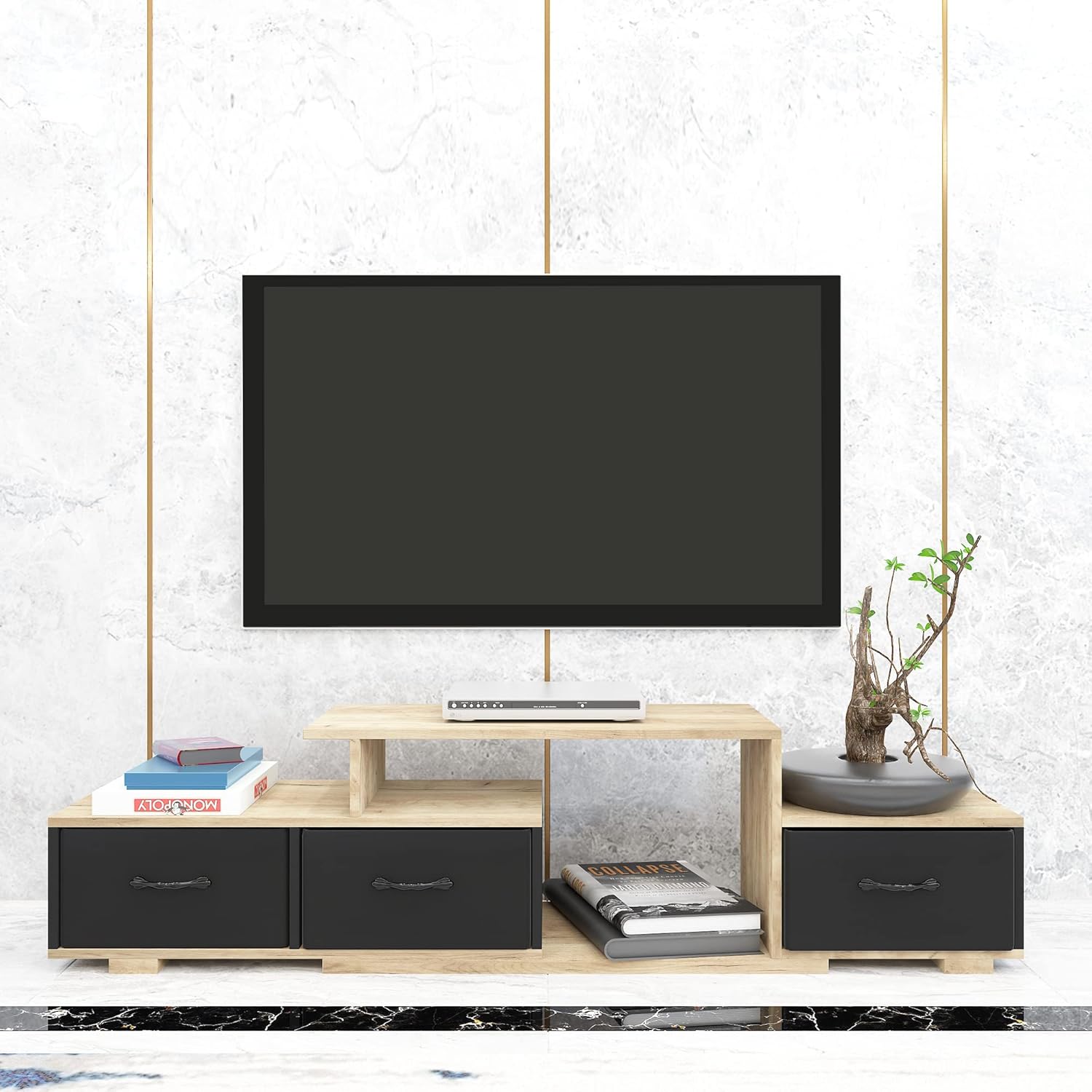 Amazon.com: DBXII Mordern TV Stand with Quick Assemble,Wood Grain and ...