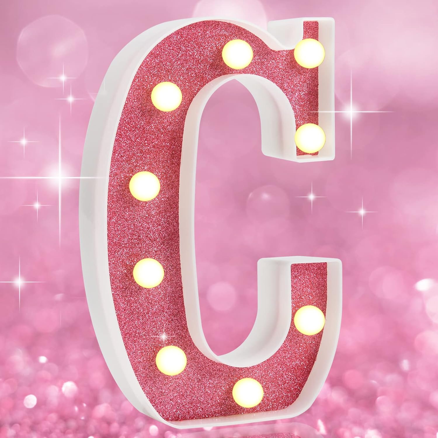 Amazon.com: Light Up Pink Alphabet Marquee Letters Sign, Glitter LED ...