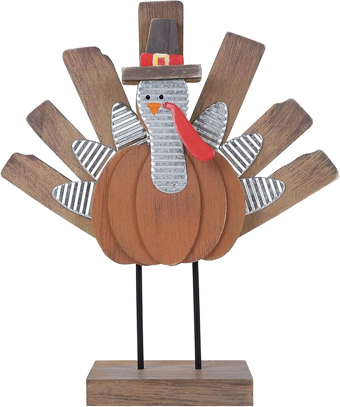 Amazon.com: Zcaukya Thanksgiving Turkey Decoration, Wooden Indoor ...