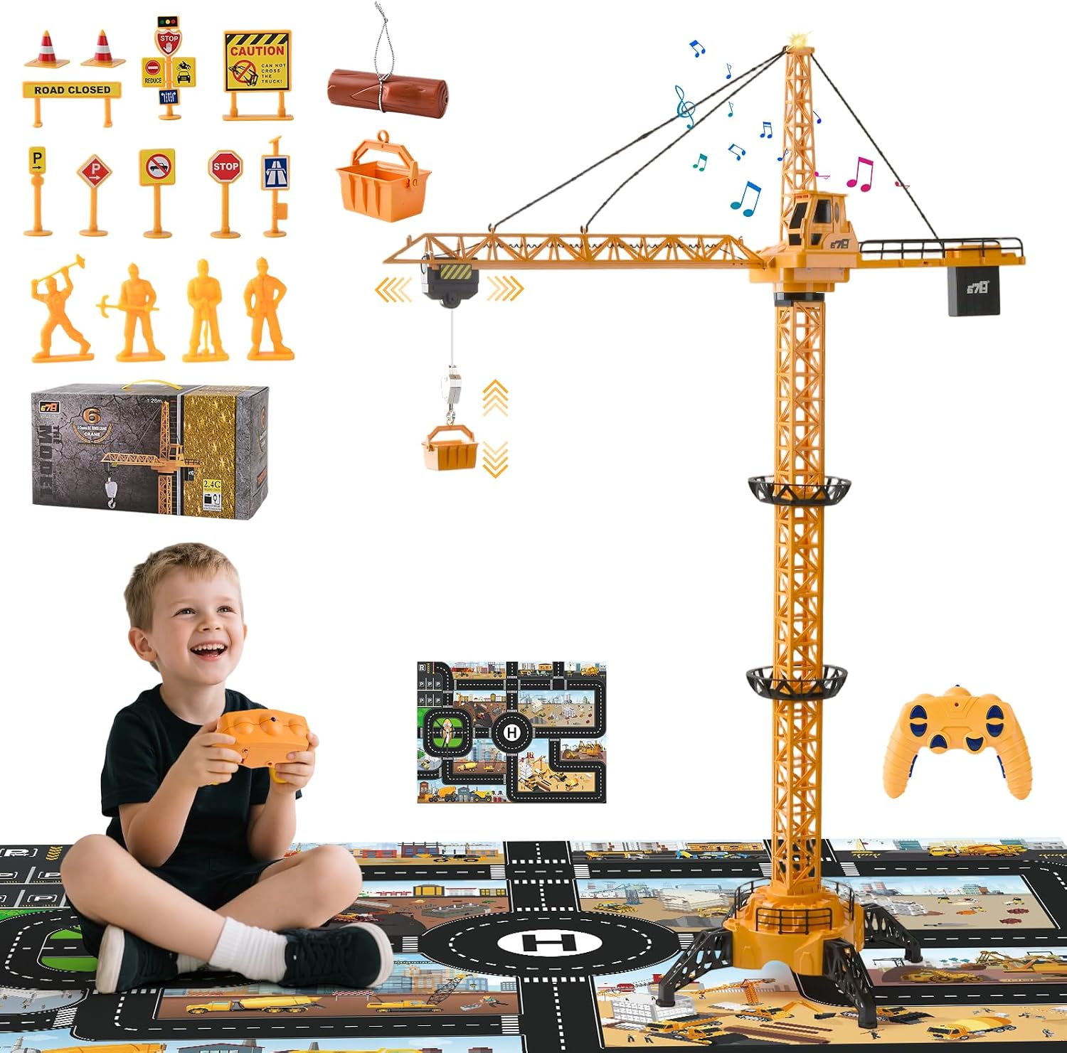 LTFIOON Grue à Tour Télécommandée 128 cm RC, 6 Canaux 2,4 GHz 680 ...