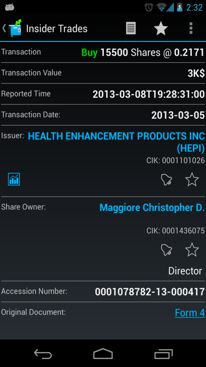 Insider Trades Free - App on Amazon Appstore