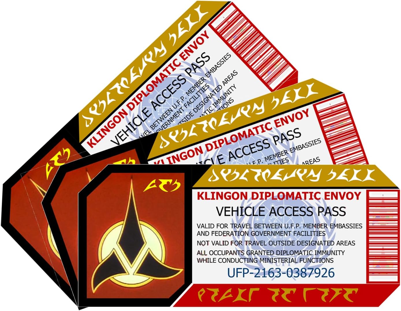 Amazon.com - Klingon Diplomatic Envoy to UFP Parking Sticker Set of 3 ...