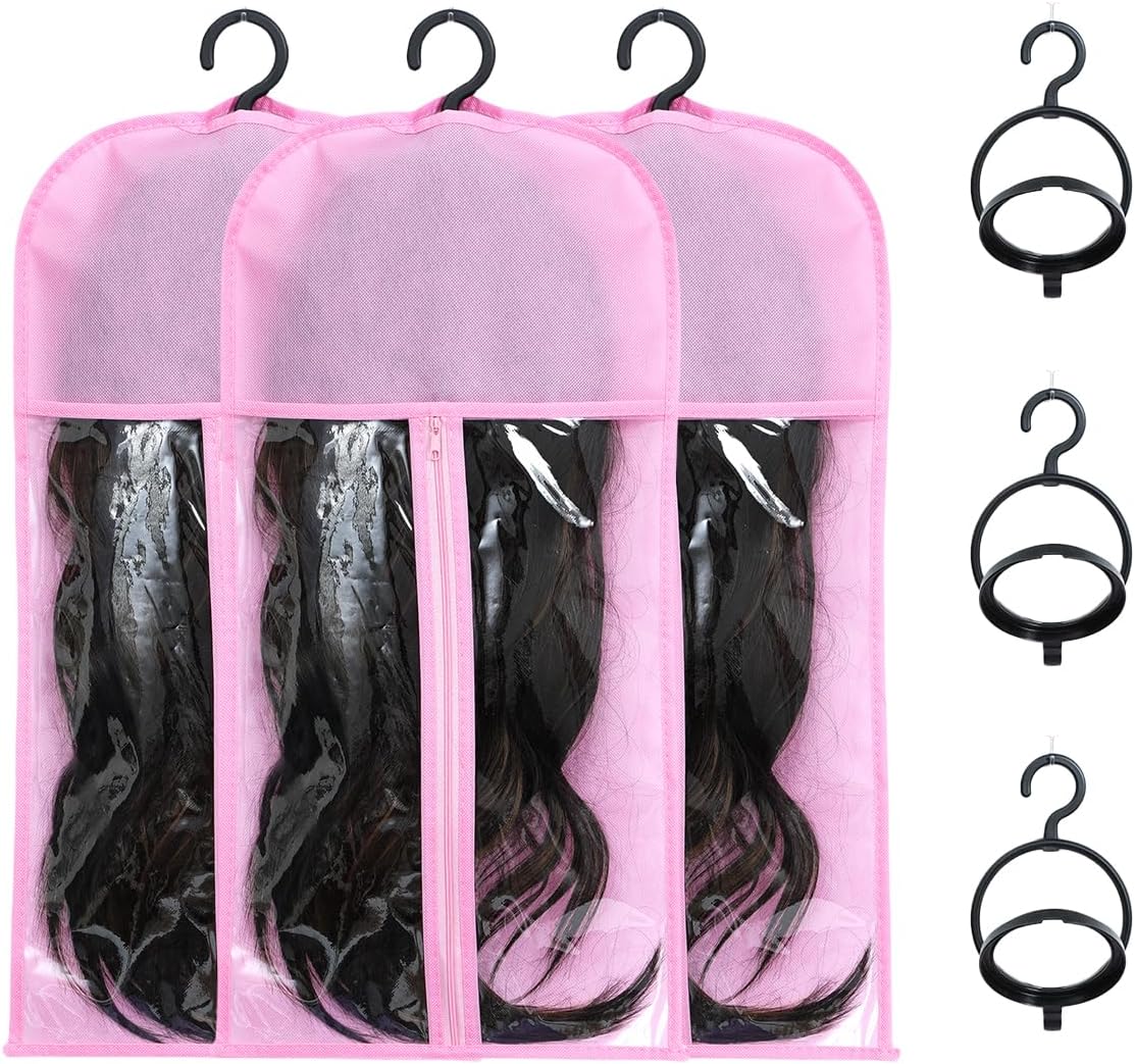 Amazon.com : 6PCS Wig Storage Bags with Hanger, 31.5" x 11.8"Wig ...