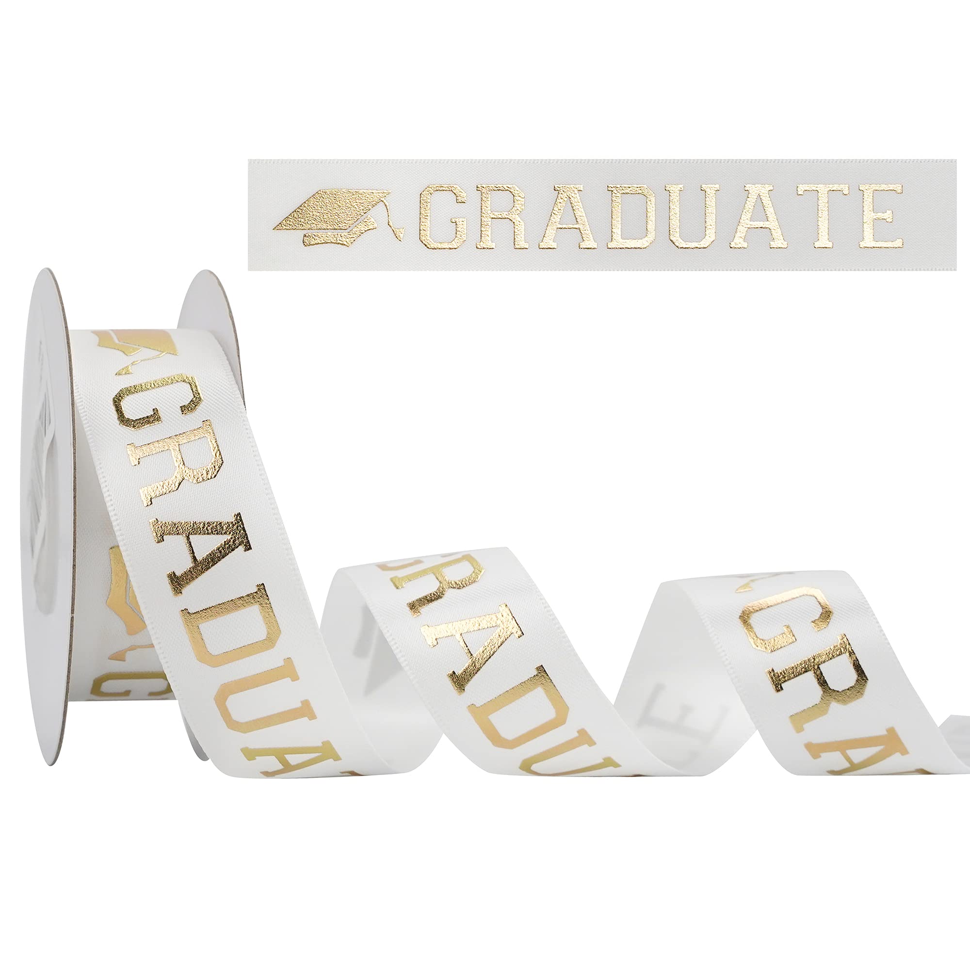 Buy MEEDEE Graduation Ribbon " Graduate " Gold Satin Ribbon Graduation ...