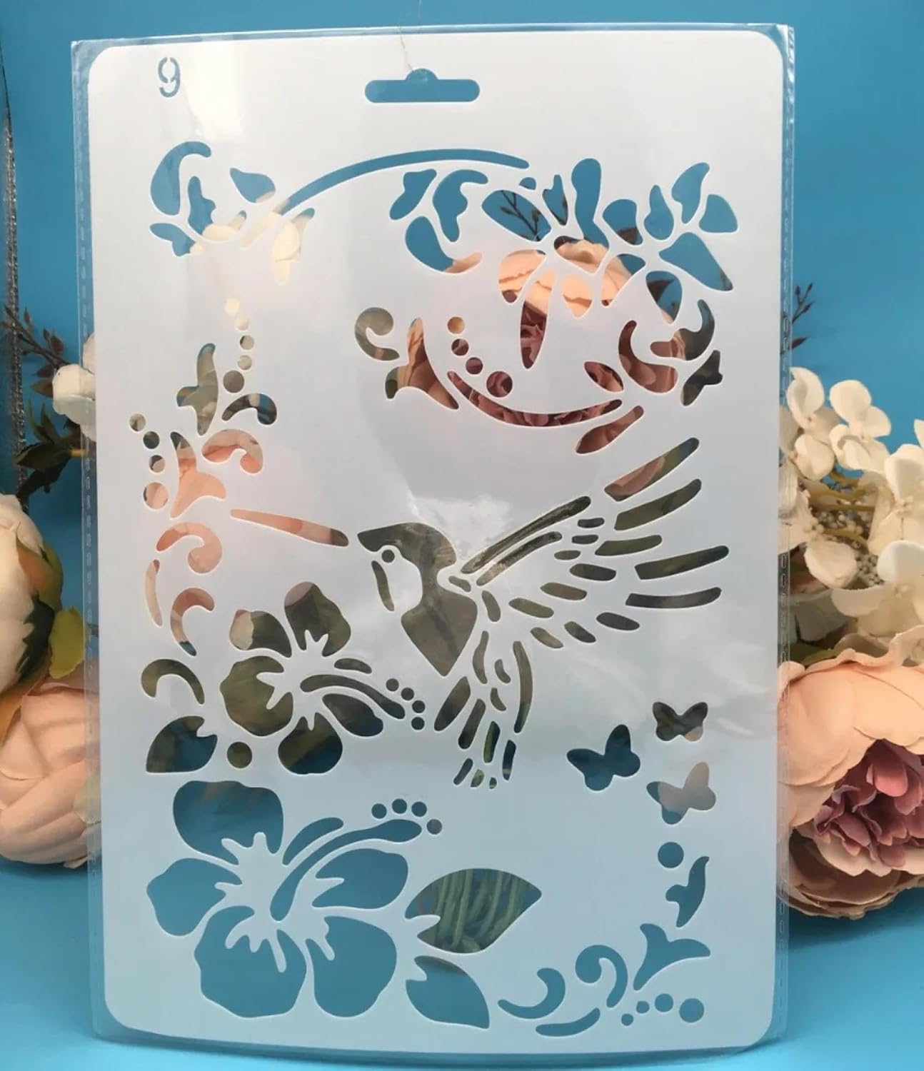 Amazon.com : Stencils for Painting,27cm Edge Frame Flowers Stencil Kit for Painting on Wood ...