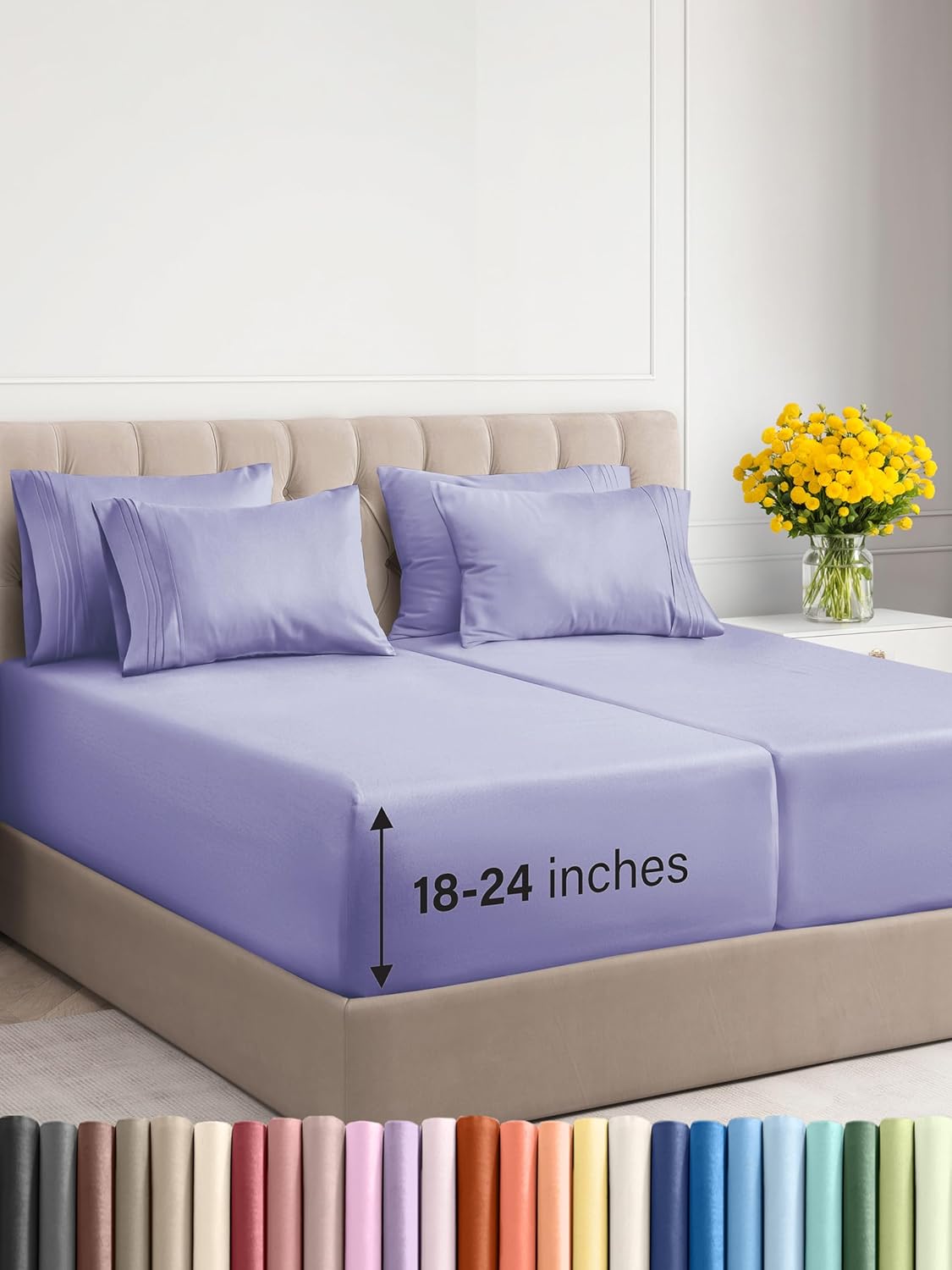 Amazon.com: Extra Deep Split King Sheet Set - 7 Piece Breathable and ...