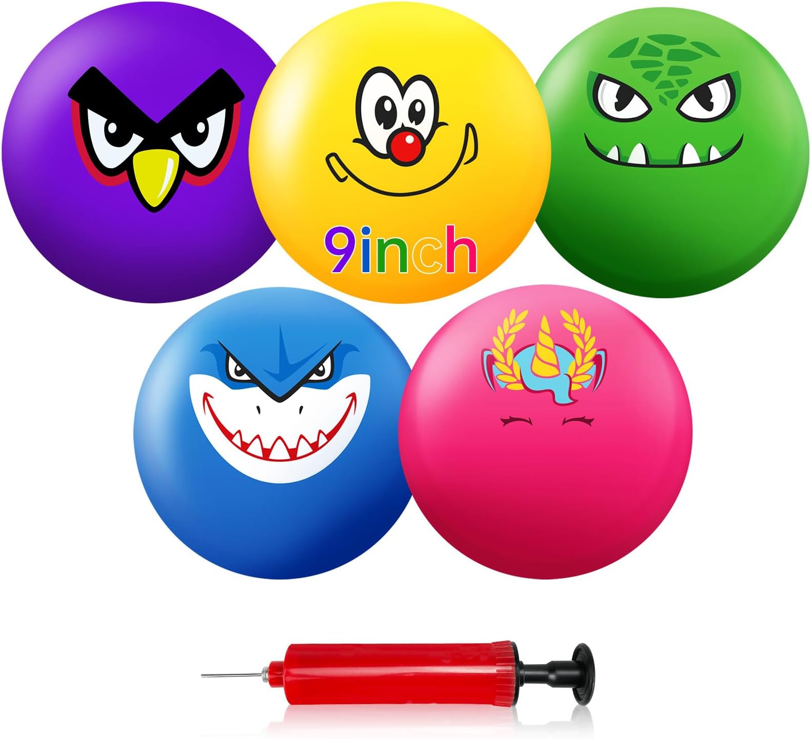 Amazon.com: Hymaz 9" Set of 5 Inflatable Bouncy Balls for Kids Toddlers ...