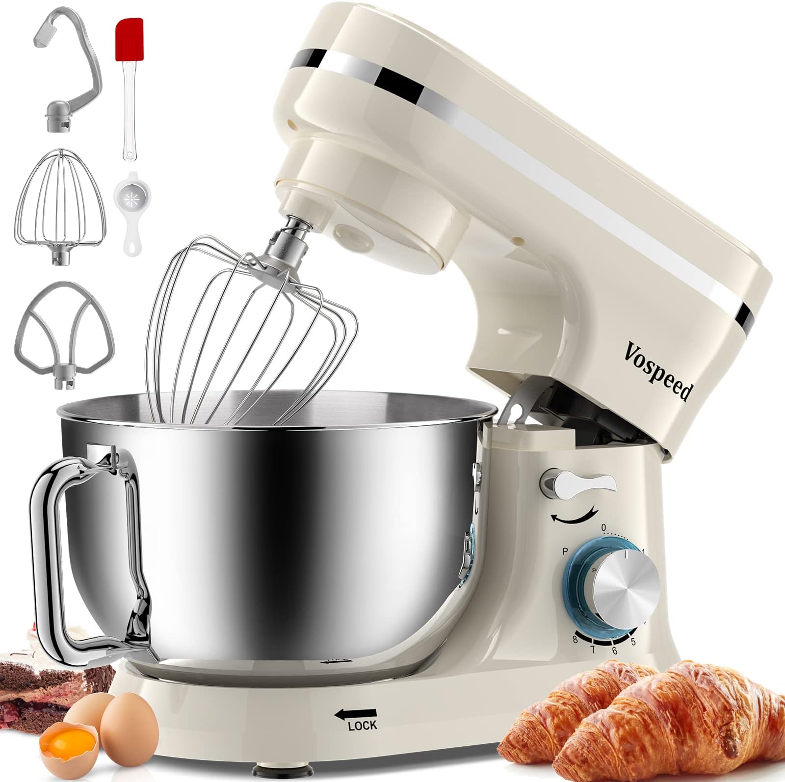 Aucma Stand Mixer, 6.2L Food Mixers for Baking, Electric Kitchen Mixers ...