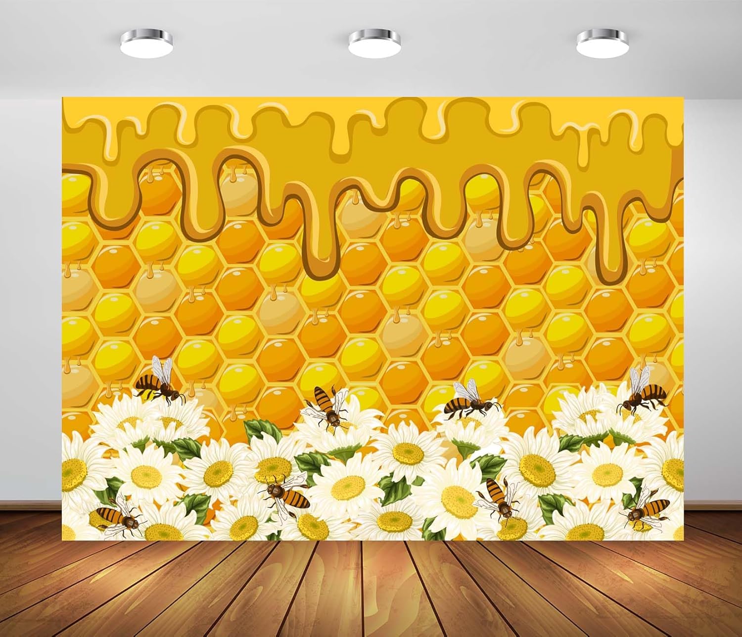 Amazon.com : BELECO 6x4ft Fabric Honey Bee Backdrop Dripping Honey ...