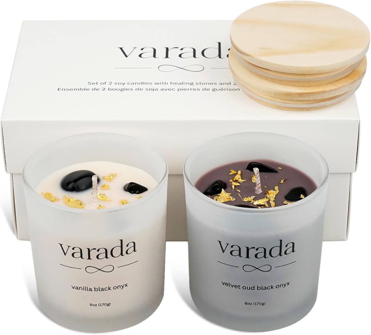 Amazon.com: Aromatherapy Soy Candle Gift Set. 24K Gold Foil and Black ...