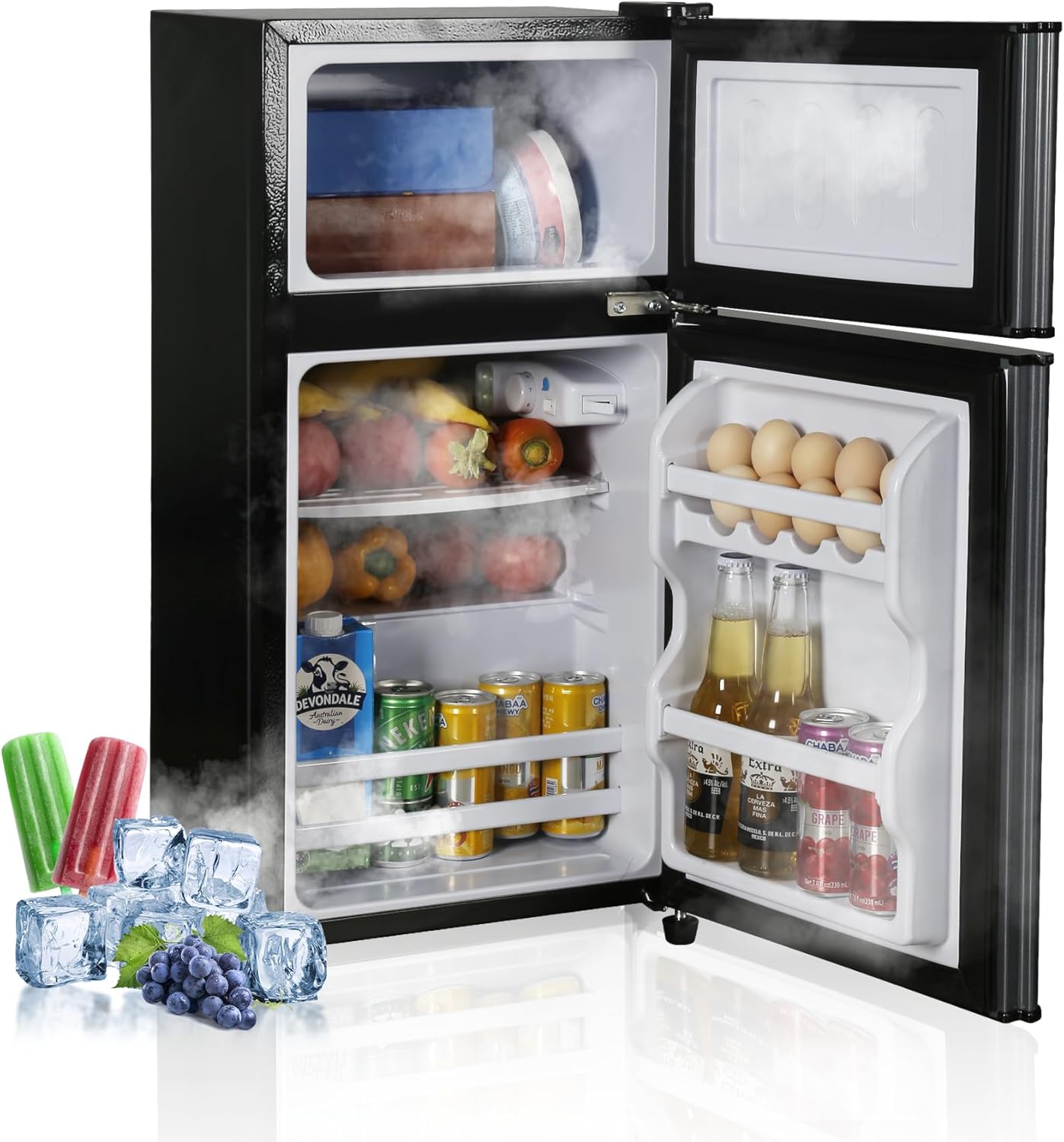 Amazon.com: Maine 3.5 Cu.Ft Mini Fridge with Freezer, Double Door Small ...