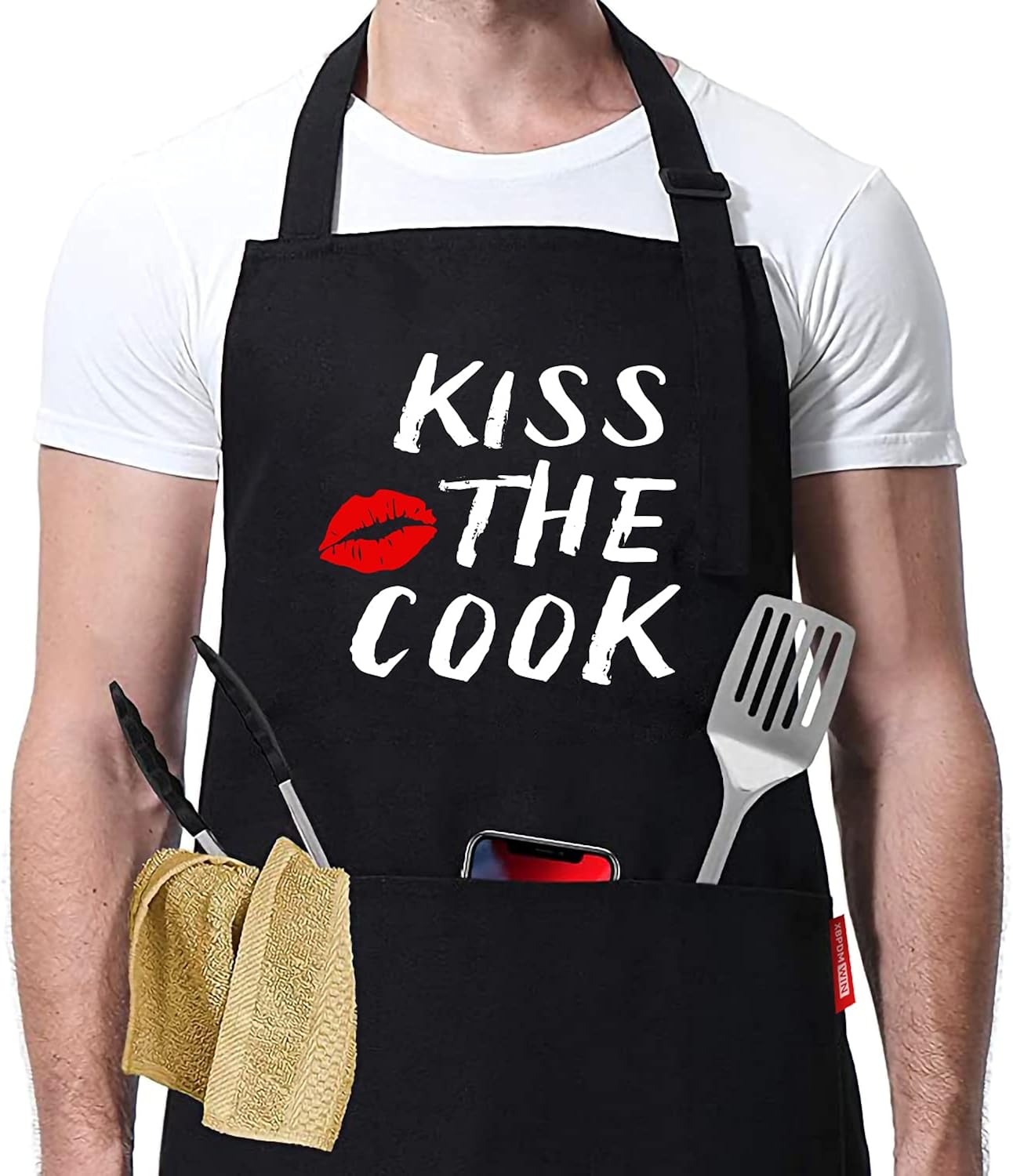 Amazon.com: Black Kiss The Cook Chef Apron BBQ Grill Adjustable Apron ...