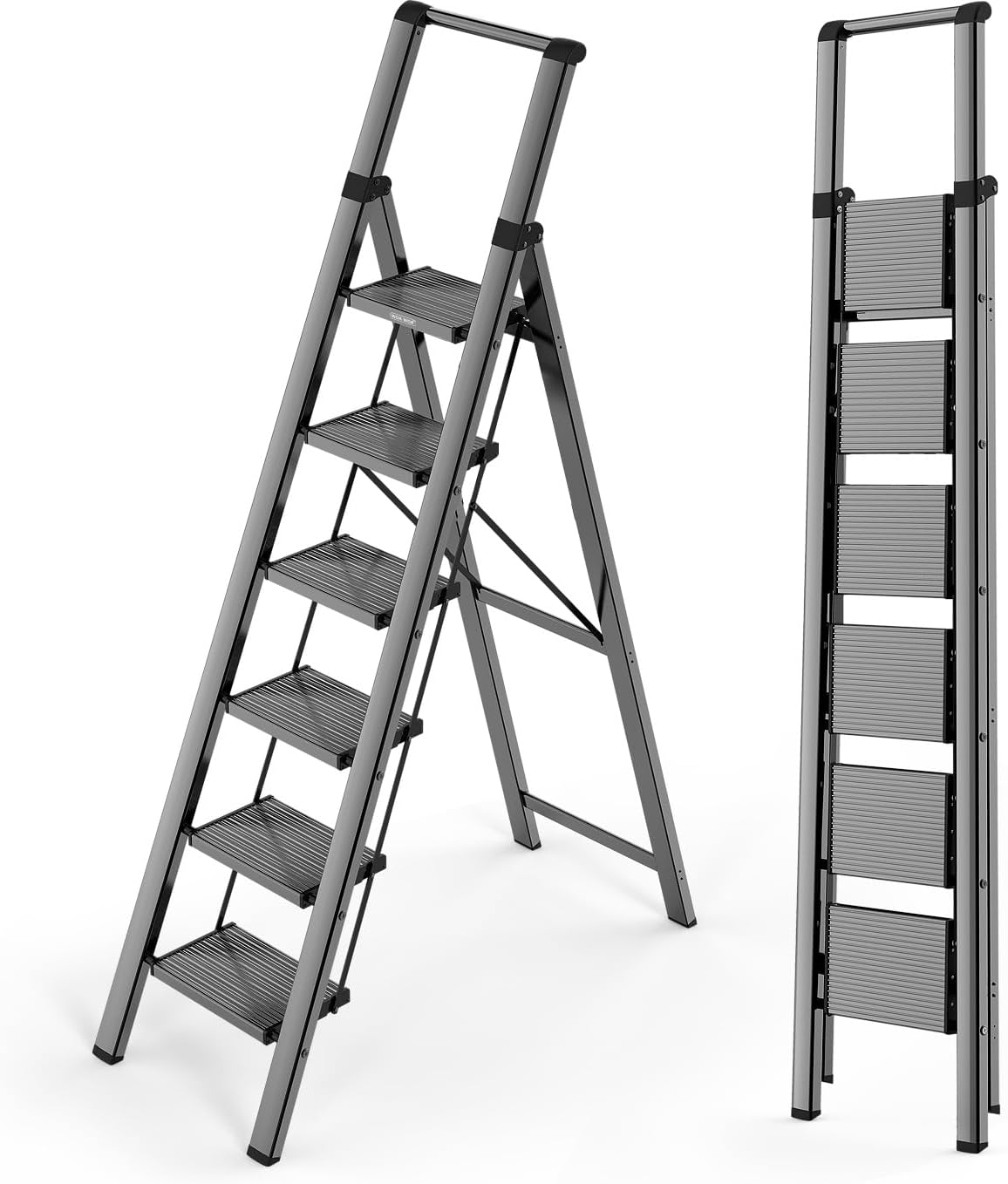 WOA WOA 6 Step Ladder for 12 Feet High Ceiling, Lightweight Foldable ...