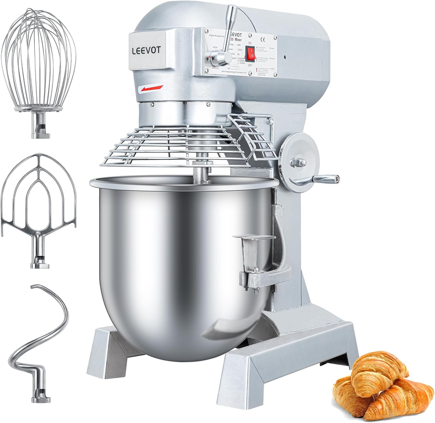 Amazon.com: LEEVOT 30Qt Commercial Food Mixer, Commercial Dough Mixer ...