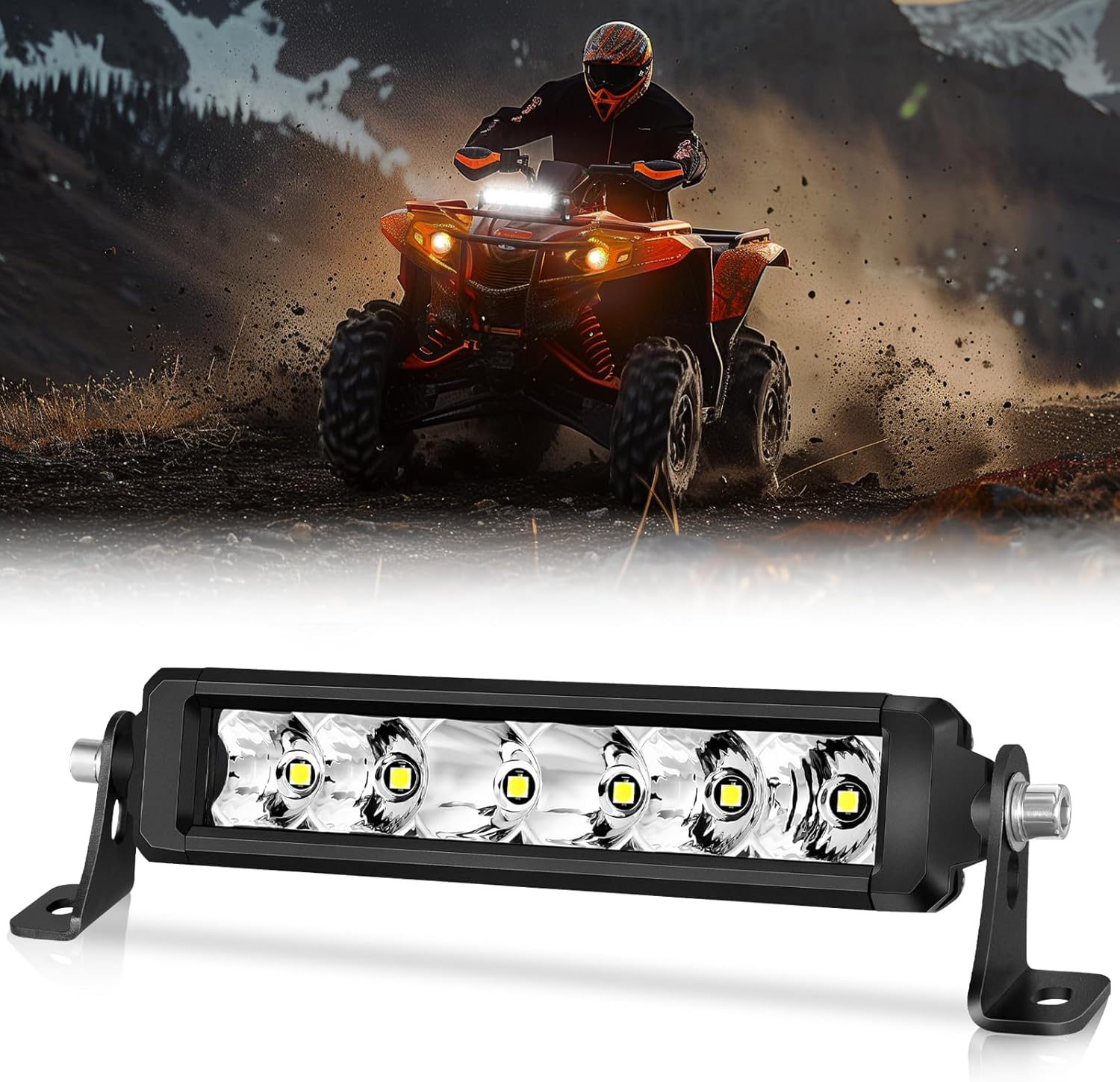 Amazon.com: OFFROADTOWN 8 Inch Single Row LED Light Bar 42W Spot Flood ...