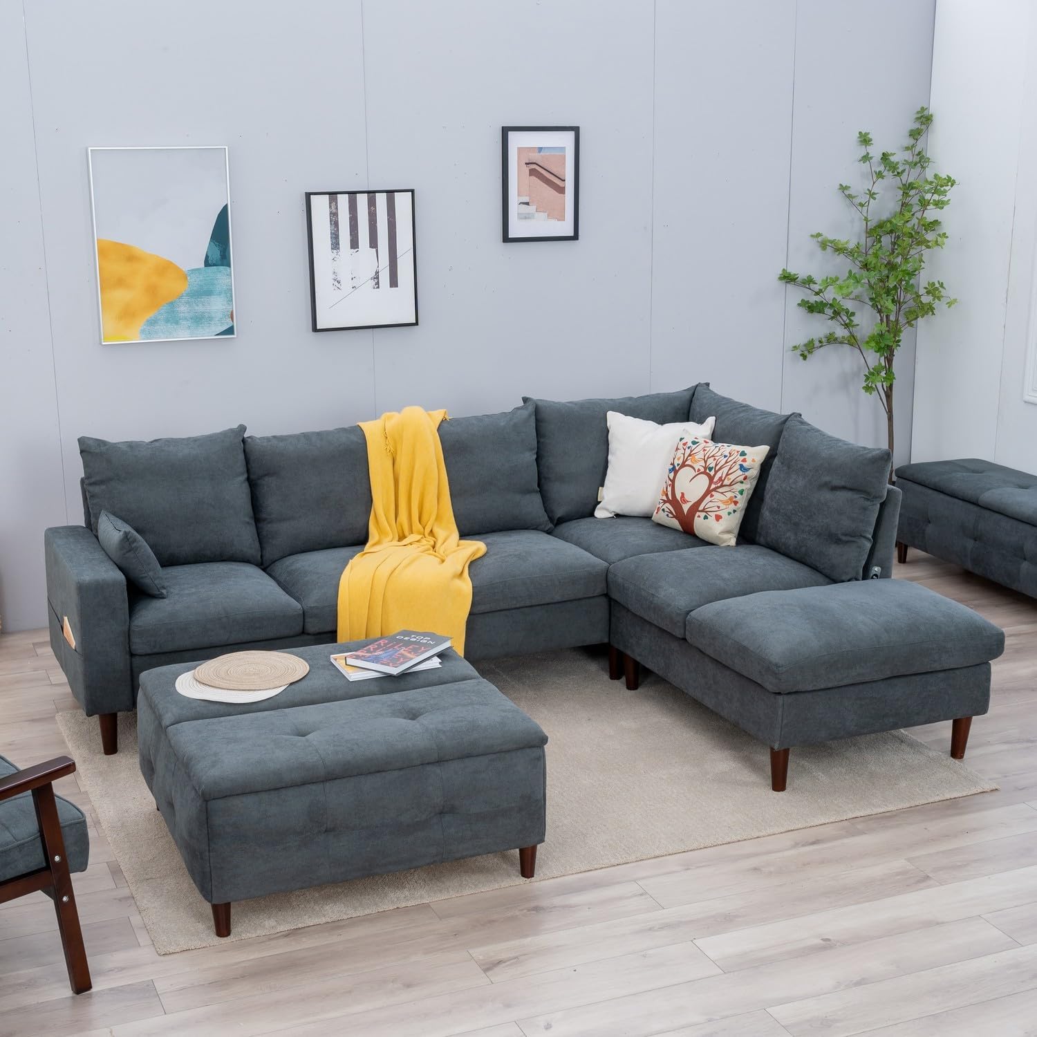 Amazon.com: Panana Sectional L Shape Corner Sofas Coch with Left Right ...