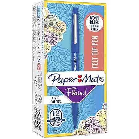 Amazon.com : Paper Mate Flair Felt Tip Pens, Medium Point (0.7mm), Red ...
