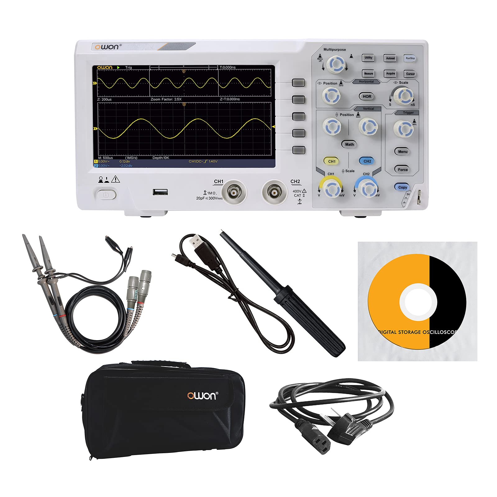 Buy Sxiocta Digital oscilloscope with 2 Channels and Screen 7 inch ...