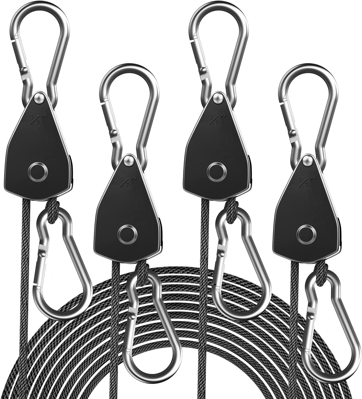 STAYGROW 4-Pack 1/8" Adjustable Rope Hanger, Heavy Duty Ratchet Tie ...