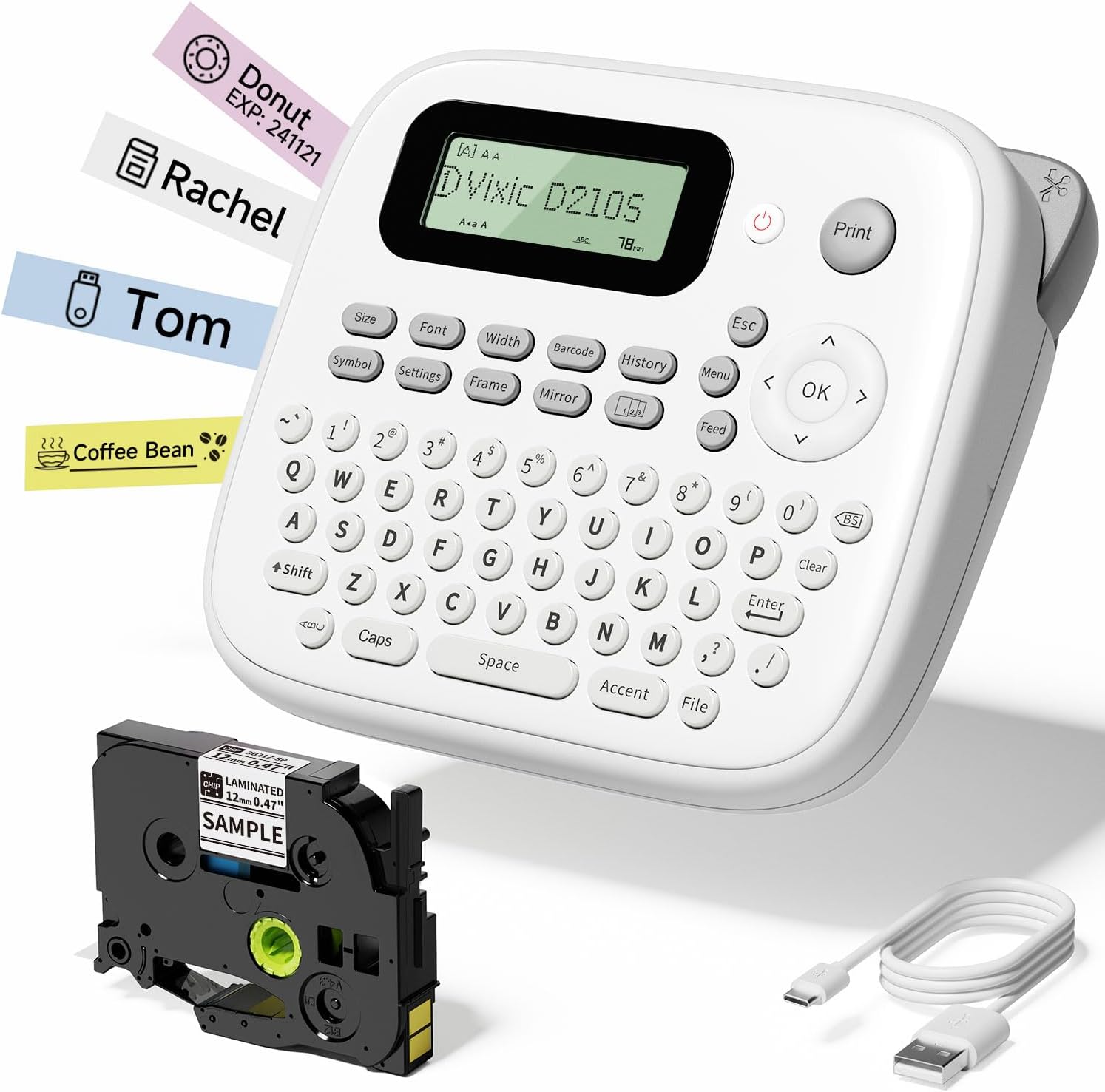 Amazon.com : Vixic Label Maker Machine with-Tape, D210S Label Maker ...