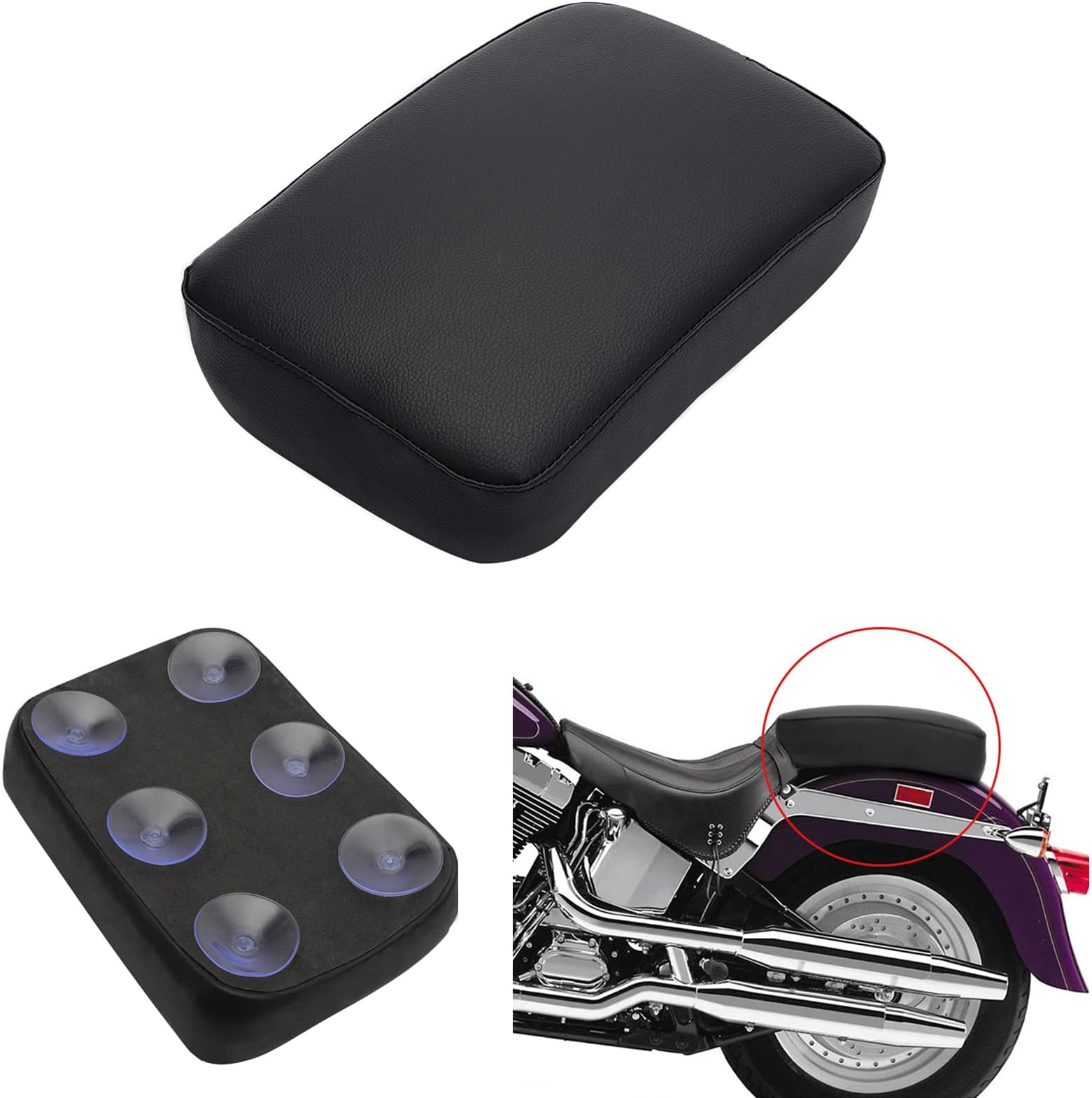 Amazon.com: Hotiko Motorcycle Leather Pillion Pad 6 Suction Cup Rear ...