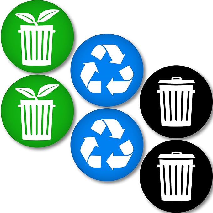 Amazon.com: Recycle Trash and Compost Stickers - for Metal or Plastic ...