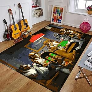 Amazon.com: Dogs Rug,Dogs Playing Cards,Poker Game,Classic Pattern,Home ...