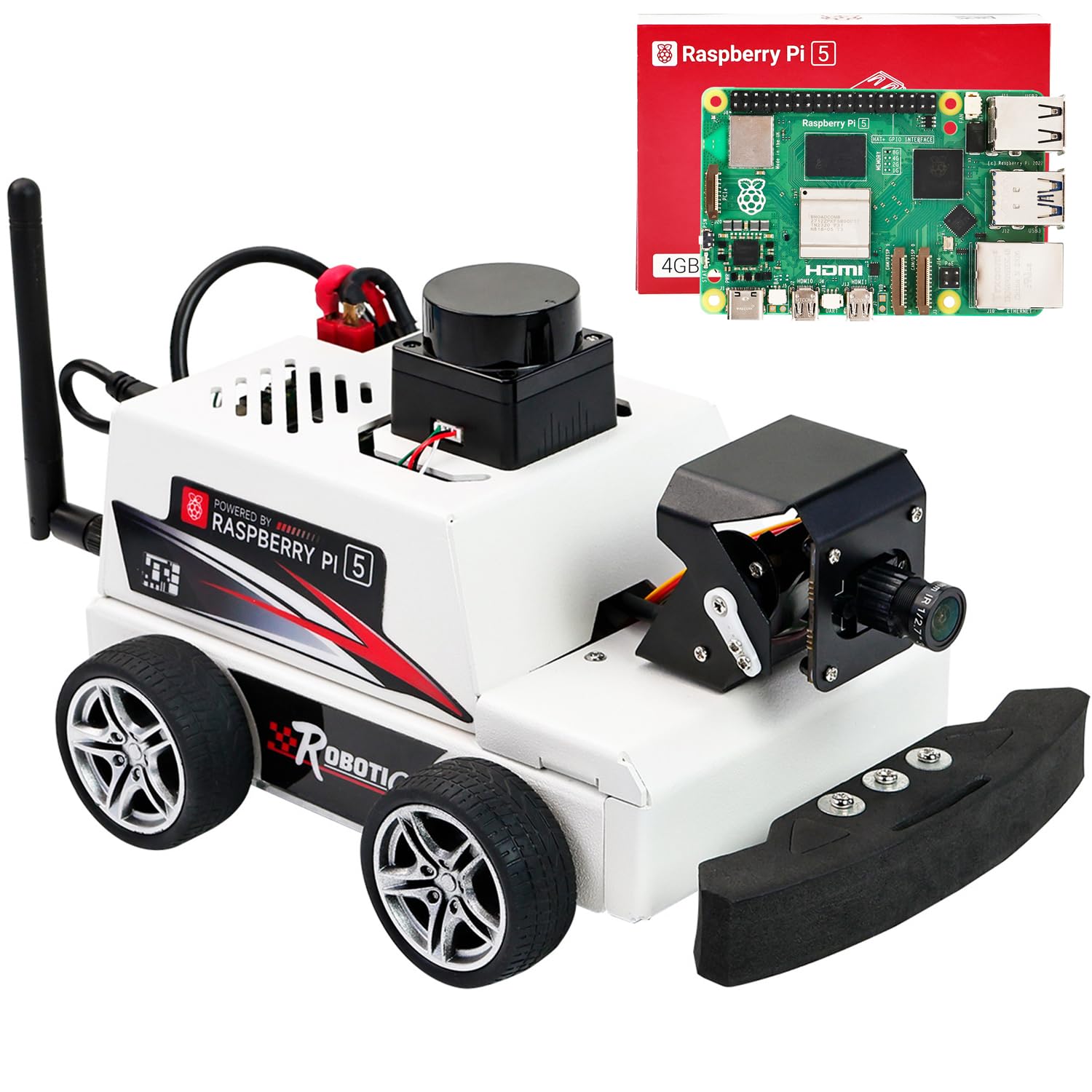 Amazon.com: Yahboom Raspberry Pi 5 AI Visual ROS2 Smart Robot Car Kit 2DOF Camera Autonomous ...