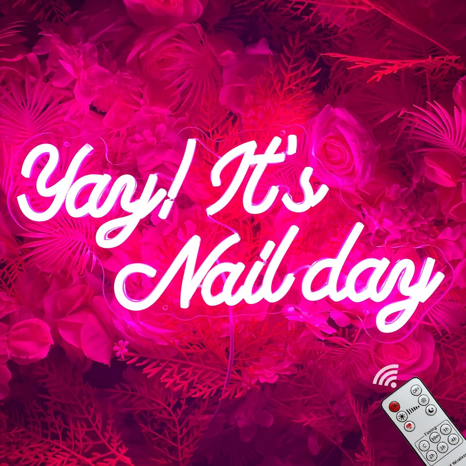 MinIeoh Yay its Nail Day Neon Sign, Dimmable Pink Nails LED Sign, Neon ...