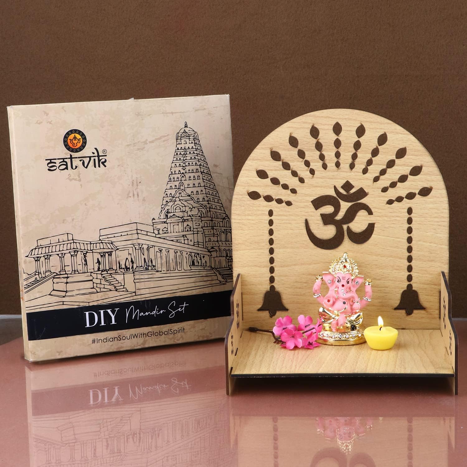 Amazon.com: SATVIK 1 Pc DIY MDF Puja Mandir Set Easy to Build Om Design ...