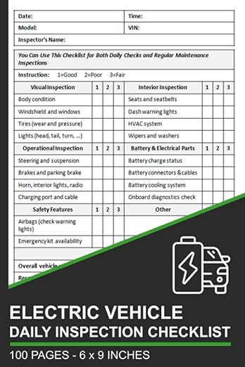 Electric Vehicle Daily Inspection Checklist: Electric Vehicle ...