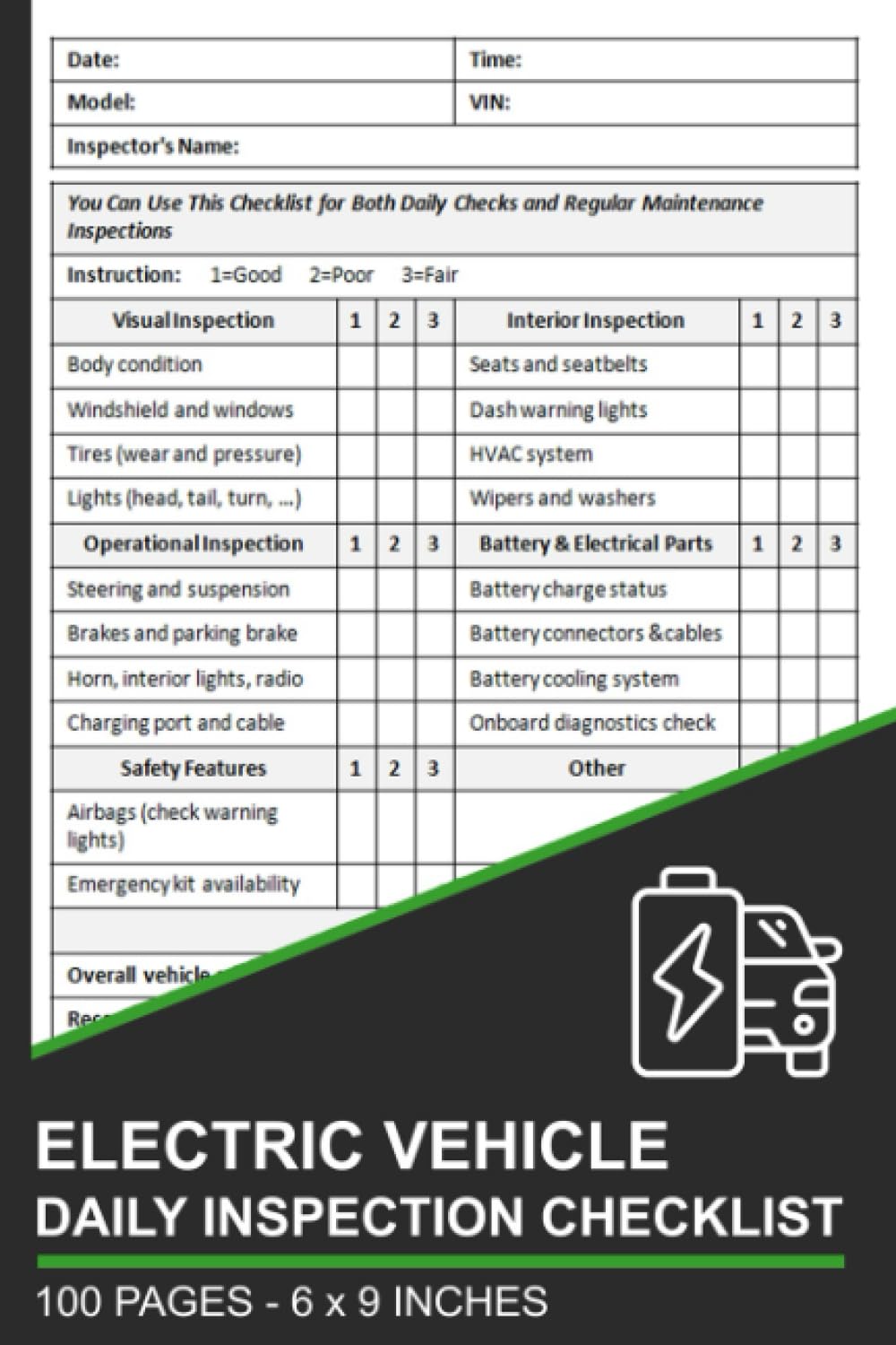 Electric Vehicle Daily Inspection Checklist Electric Vehicle Inspection ...
