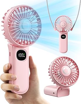 Amazon.com: Handheld Fan, Foldable Portable Fan with LED Display ...