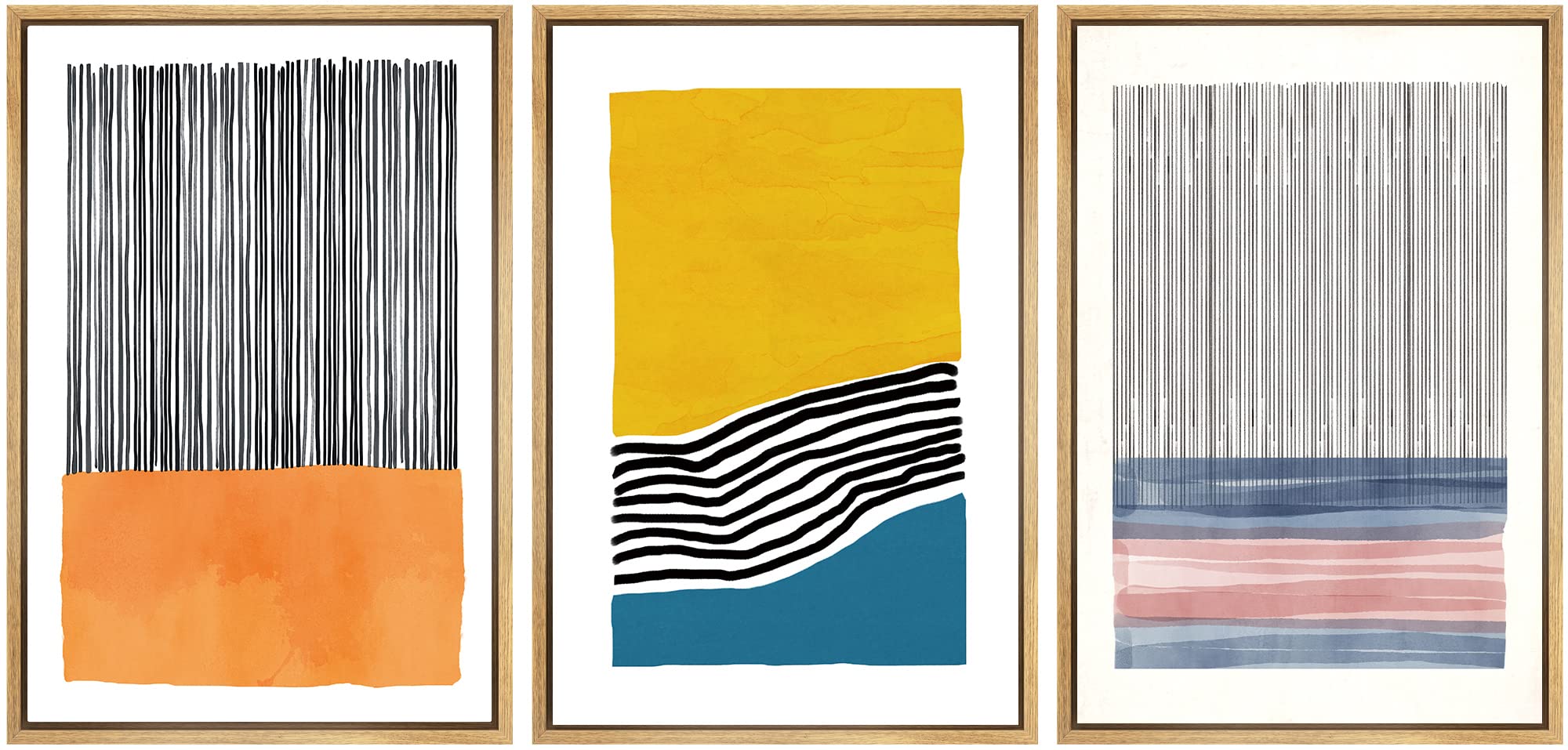 Amazon.com: SIGNWIN Framed Wall Art Print Set Orange, Yellow, Blue ...