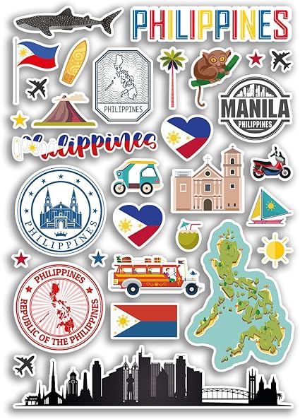 A4 Sticker Sheet Philippines Landmarks Vinyl Stickers - Manila City Map ...