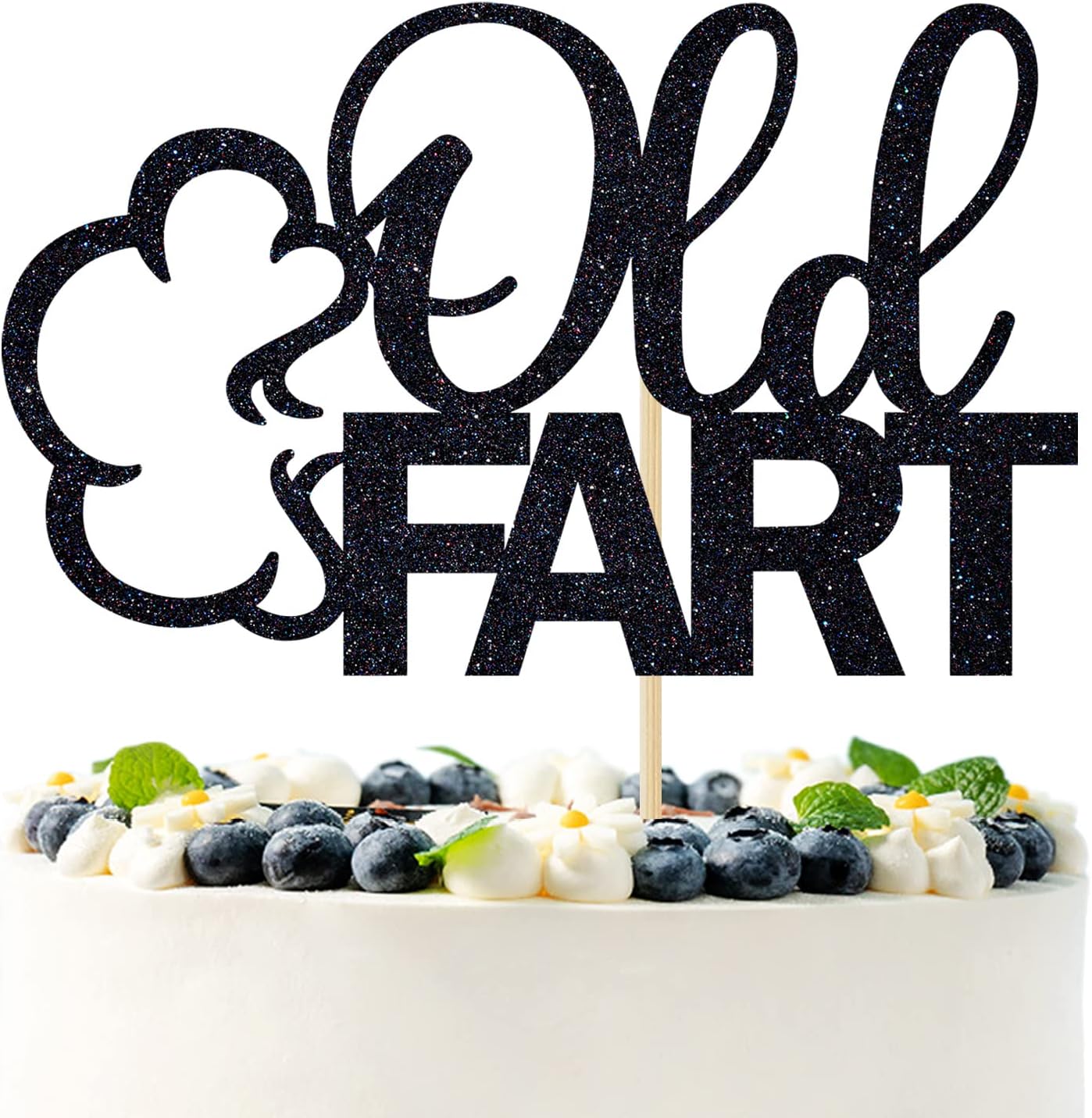 Amazon.com: Black Glitter Old Fart Cake Topper, Holy Shit You're Old ...