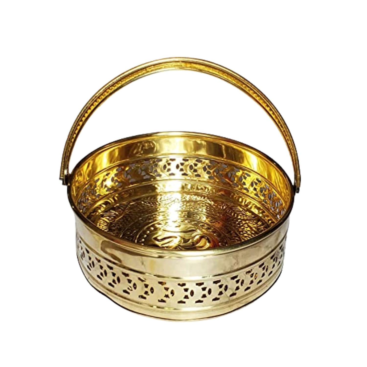 Brass Flower Basket | Pooja Basket with Handle | Dolchi Basket for Puja ...