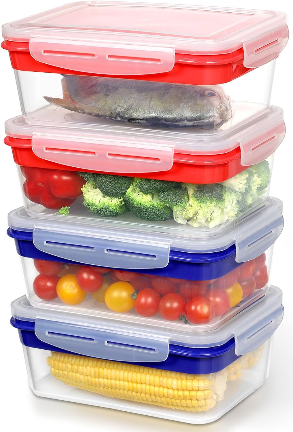 Amazon.com: Caperci 9.2 Cup Large Plastic Food Storage Containers with ...