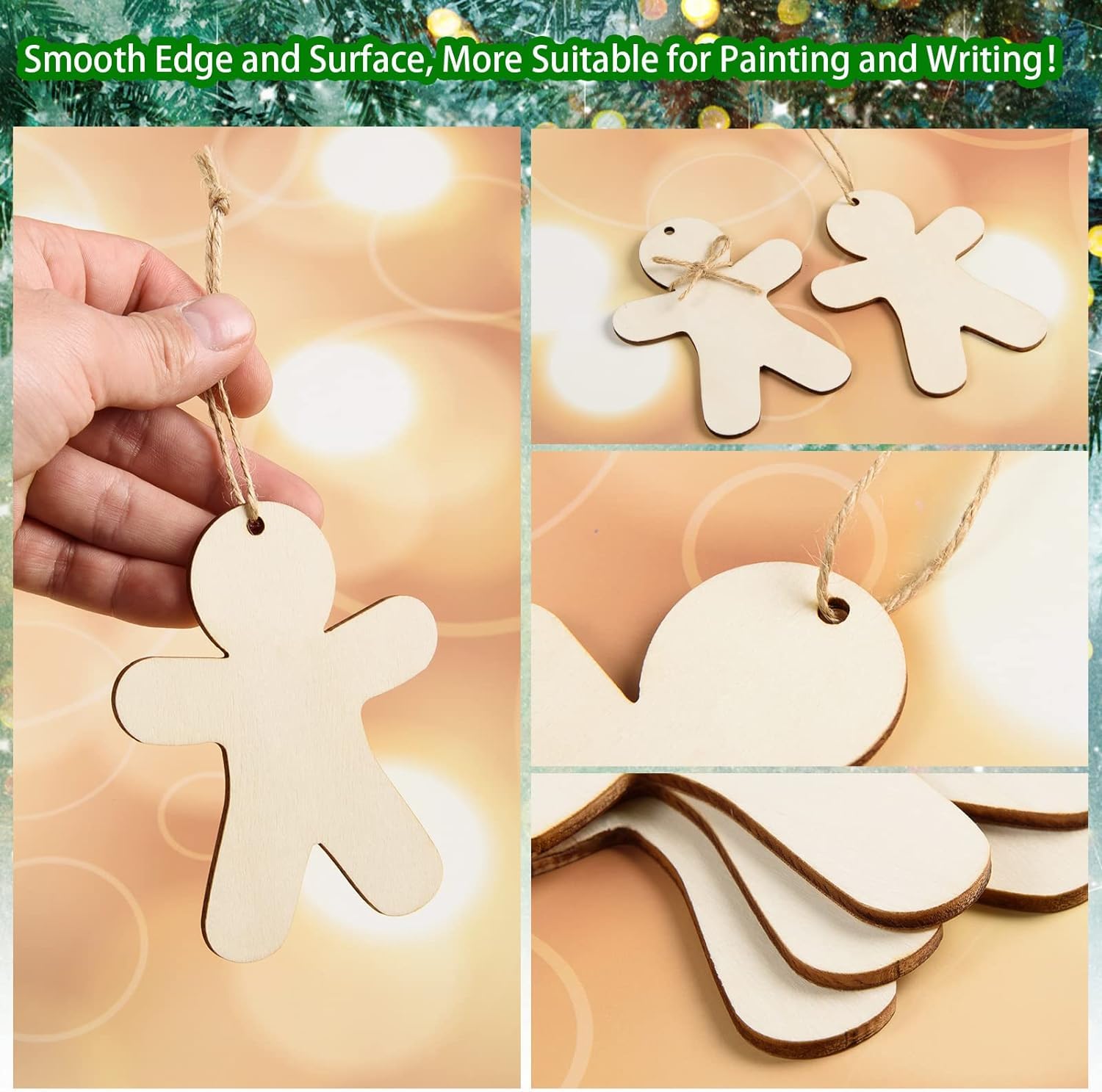 Snapklik.com : 36 Pcs Wooden Gingerbread Man Ornaments Unfinished Wood ...