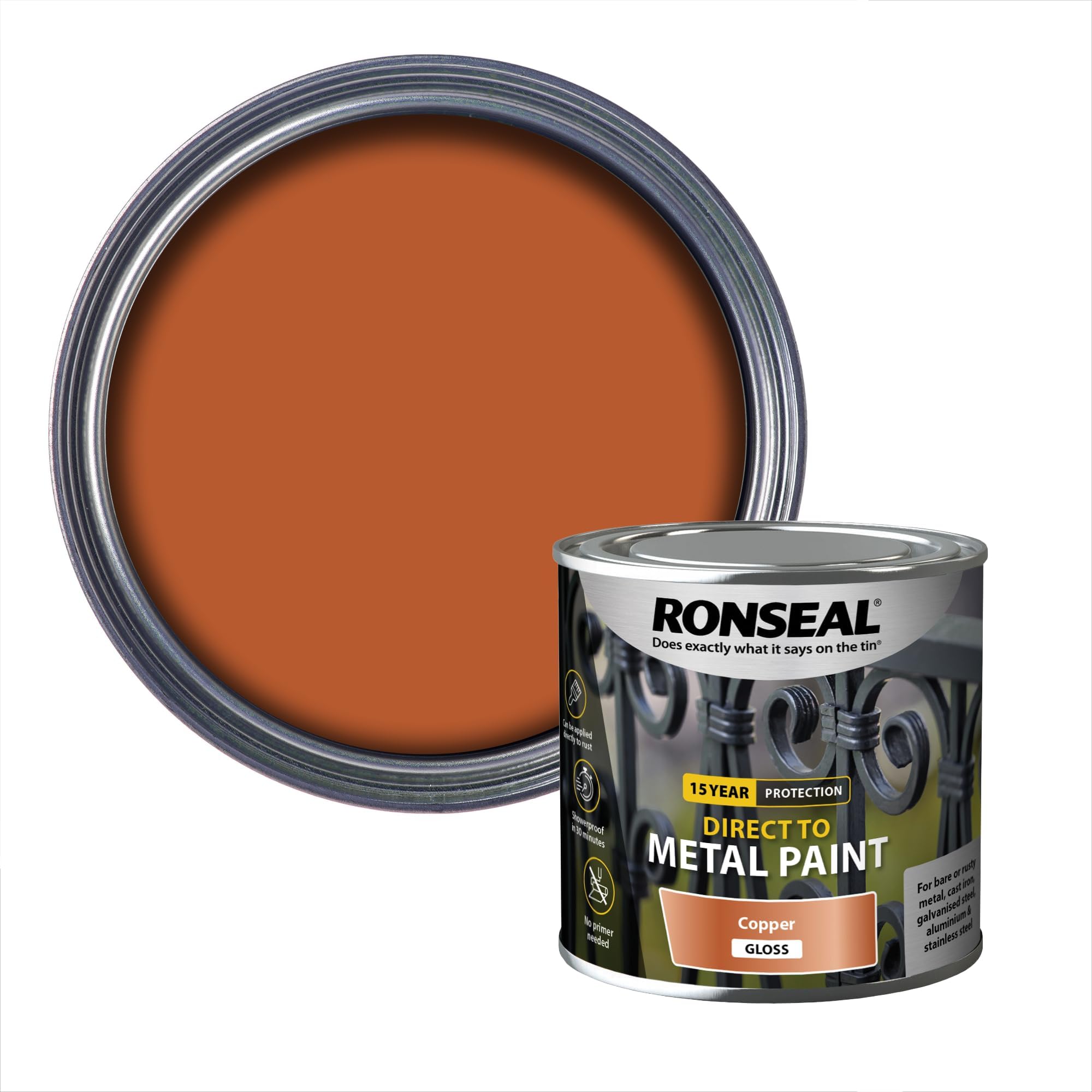 Hammerite 5092932 Direct to Rust Metal Paint - Smooth Copper Finish ...