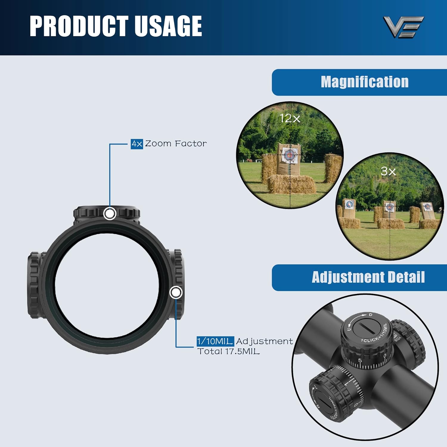 Vector Optics Veyron Compact Turret Lock Riflescope with Feature Side ...