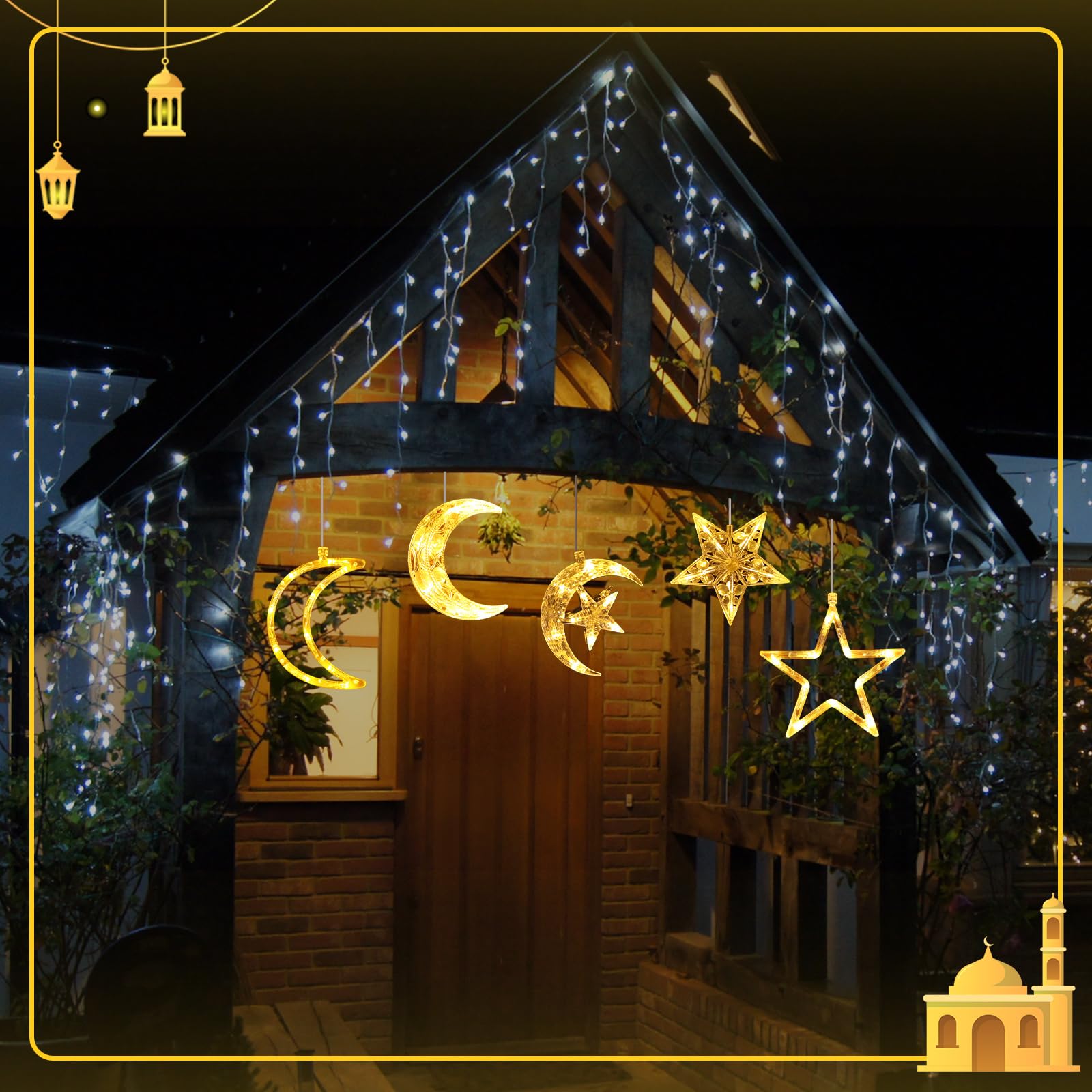 Snapklik.com : 5 Pcs Ramadan Decorations Lights Eid Mubarak Moon Star ...
